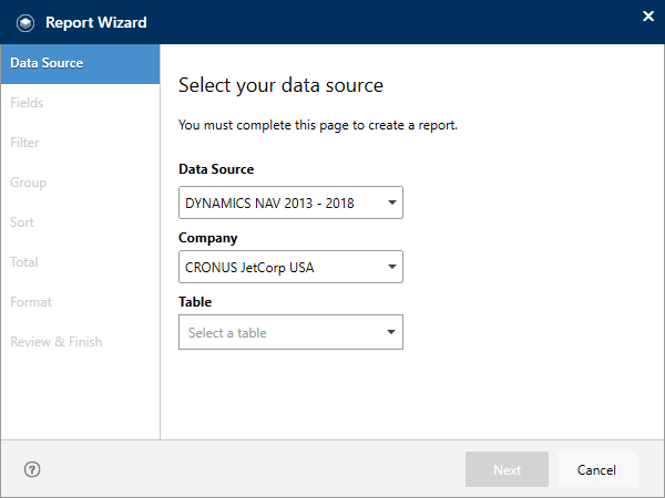 Report Wizard - Global Data 365